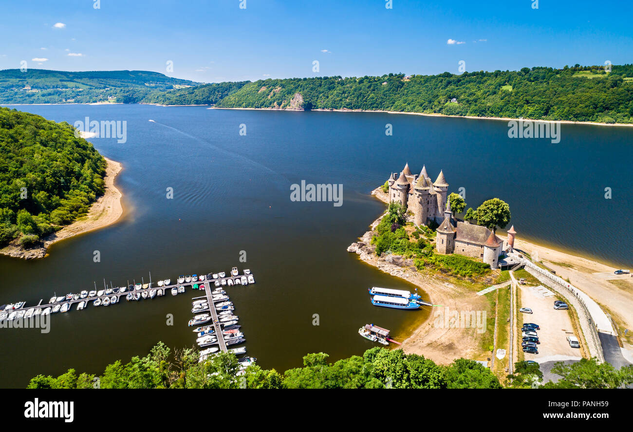 The Chateau de Val, a medieval castle on a bank of the Dordogne in ...