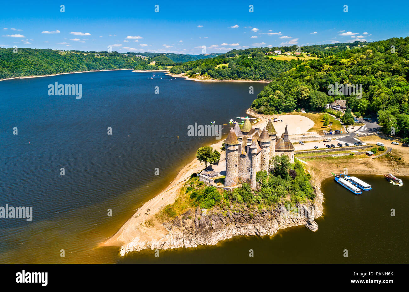 The Chateau de Val, a medieval castle on a bank of the Dordogne in ...