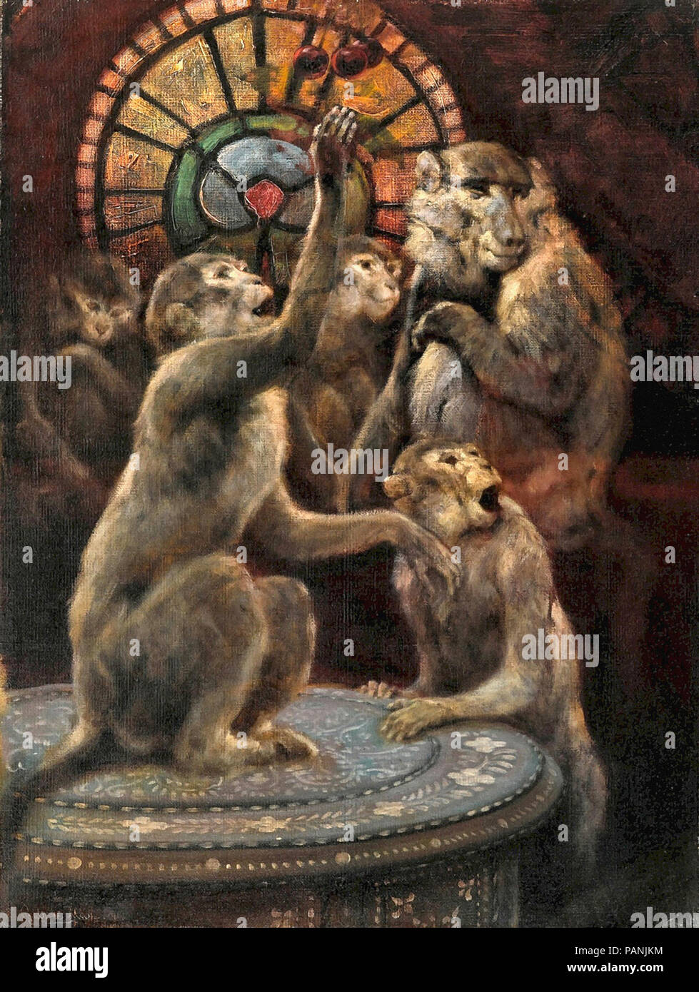 Max Gabriel Cornelis Ritter Von - Monkey Family with Cherries Stock ...