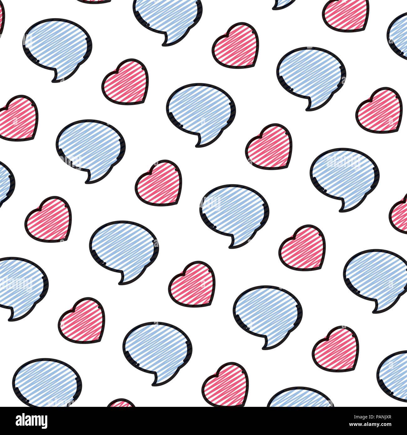 doodle chat bubble and love heart background Stock Vector Image & Art ...