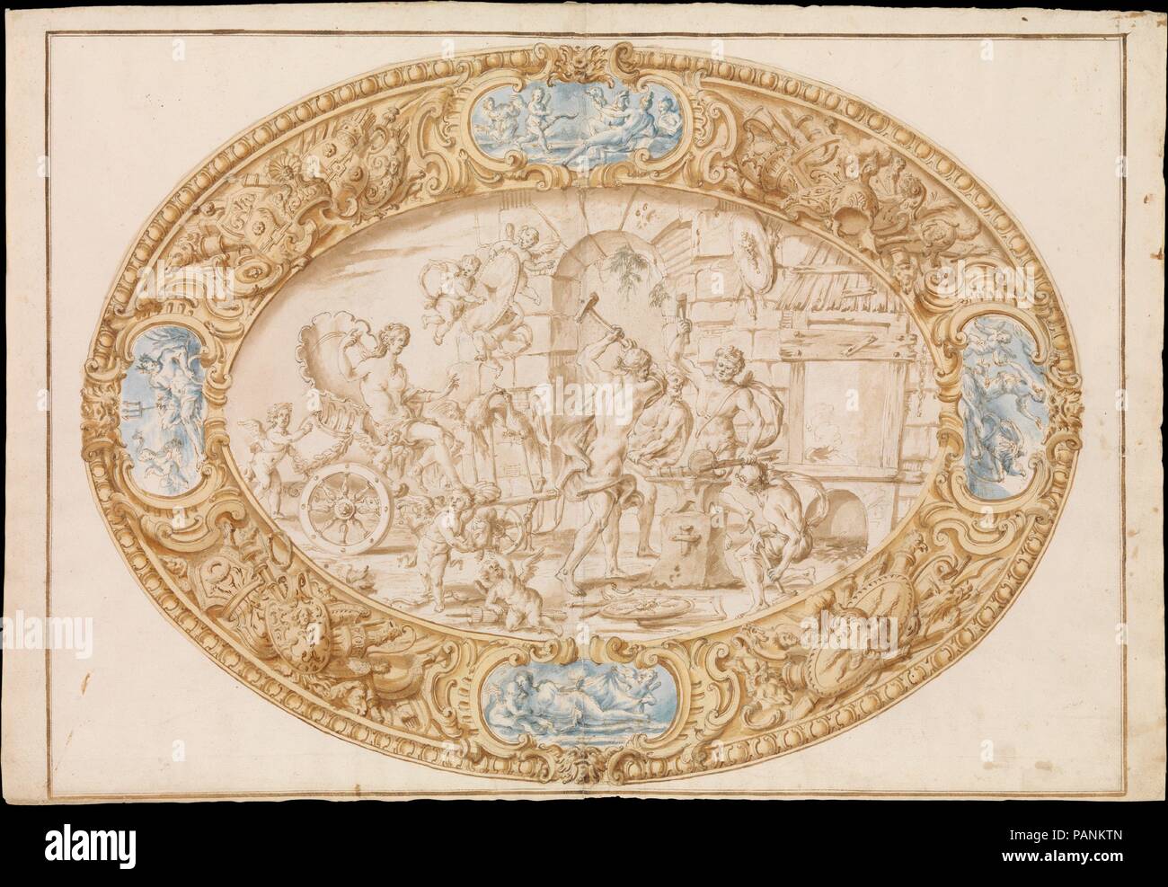 Design (Full-Scale Working Drawing) for a Large Oval Silver Dish with ...