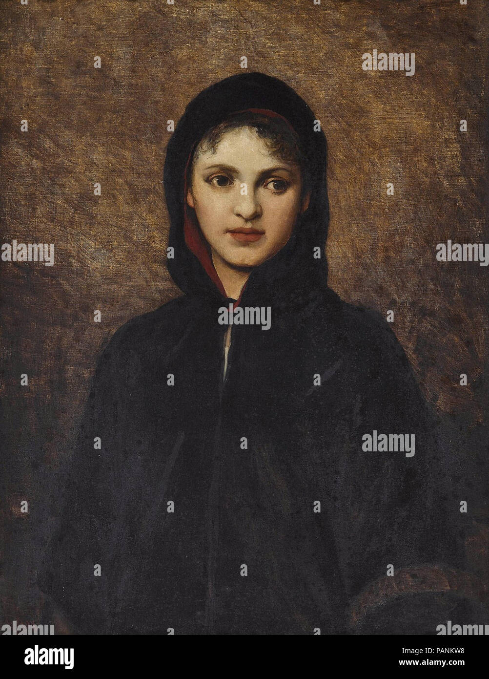 Max Gabriel Cornelis Ritter Von - Young Girl in a Black Coat with Hood ...