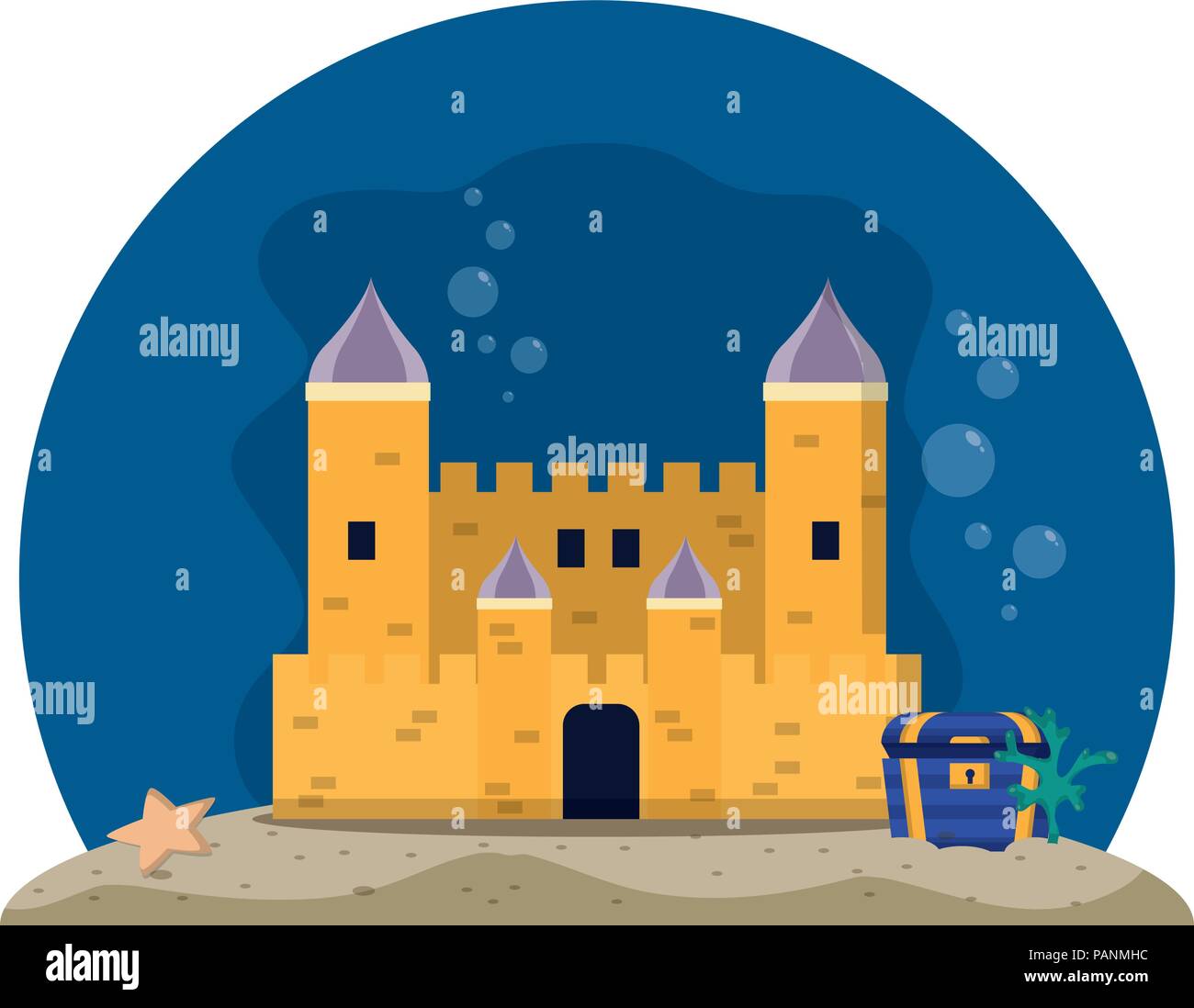 Landscape fort tower water Stock Vector Images - Alamy