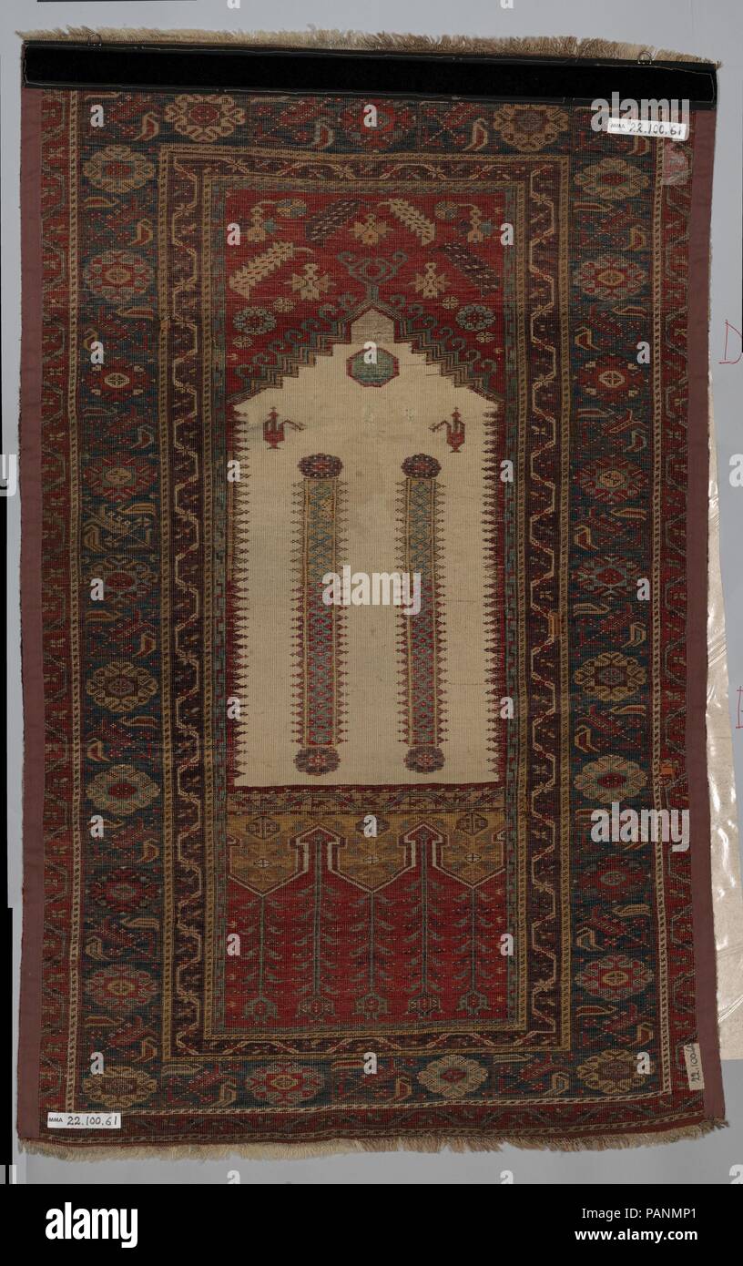 Prayer Rug. Dimensions: H. 78 in. (198.1 cm) W. 45 in. (114.3 cm). Date ...