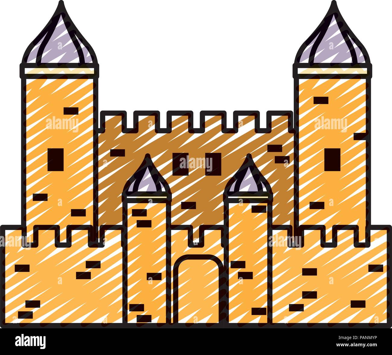 doodle fantastic medieval castle architecture style Stock Vector Image ...