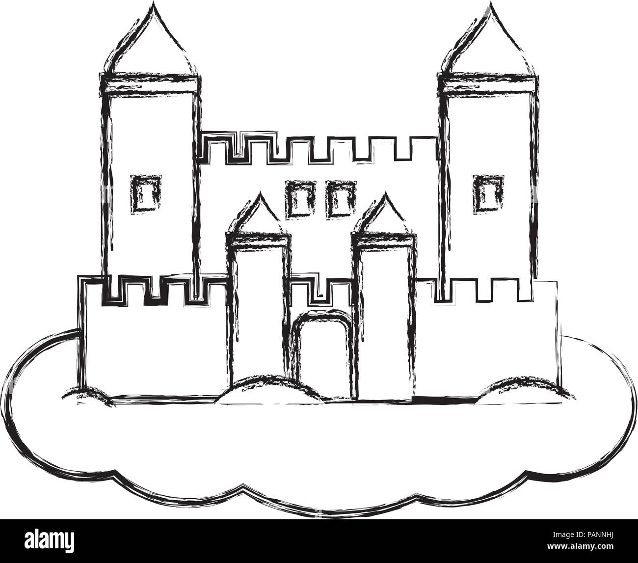 Grunge Medieval Castle Architecture Style In The Cloud Stock Vector Image And Art Alamy