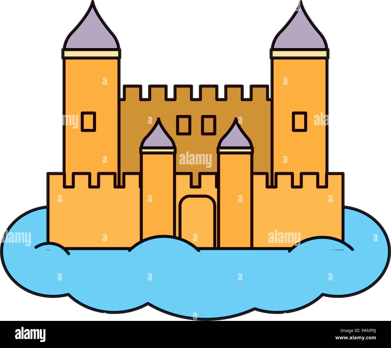 color medieval castle architecture style in the cloud Stock Vector ...