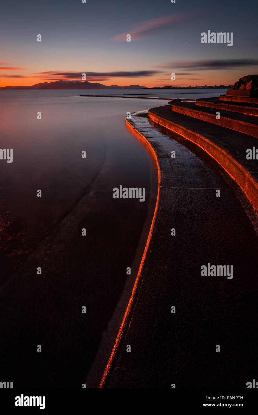 Sunset - old Lido, Saltcoats, Ayrshire Stock Photo - Alamy