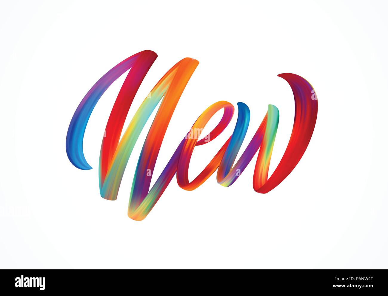NEW word-sign, modern colorful flow lettering. Vector illustration ...