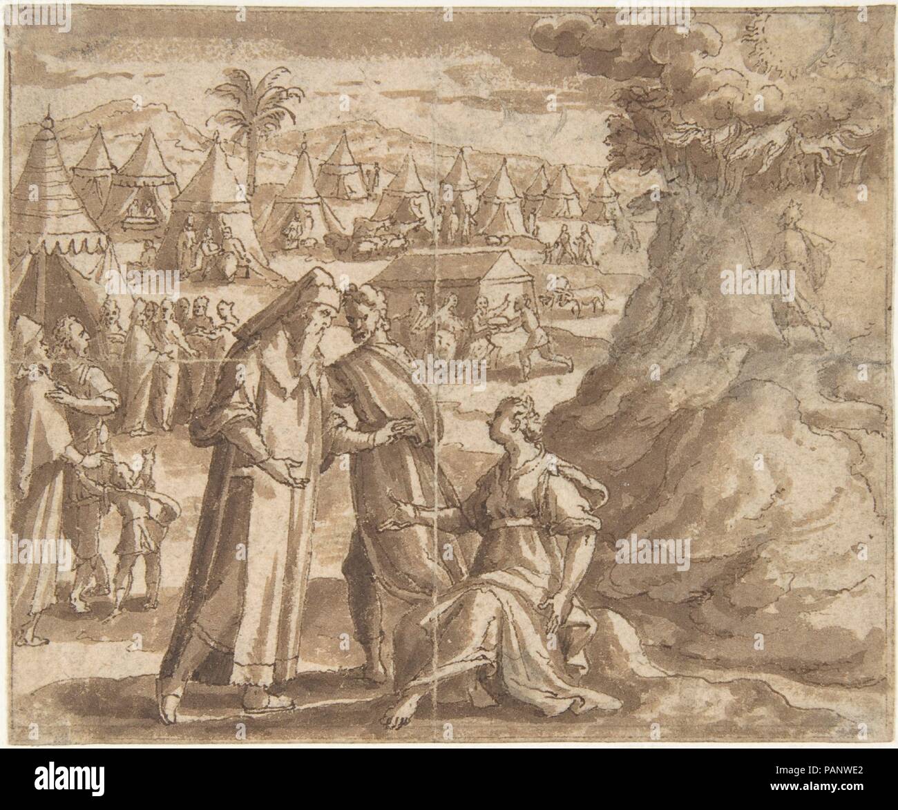 Aaron and Nadab Taking Leave of Elisheba (?), with the Israelites ...