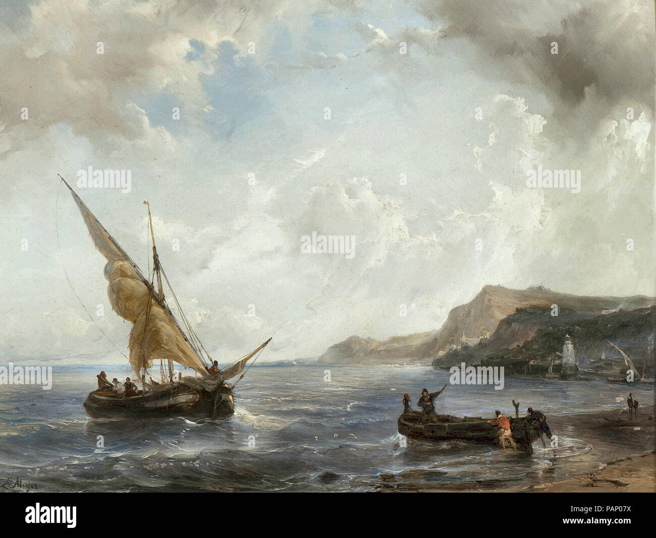 Meijer Louis - Het Vertrek Van De Vissersboot Stock Photo - Alamy