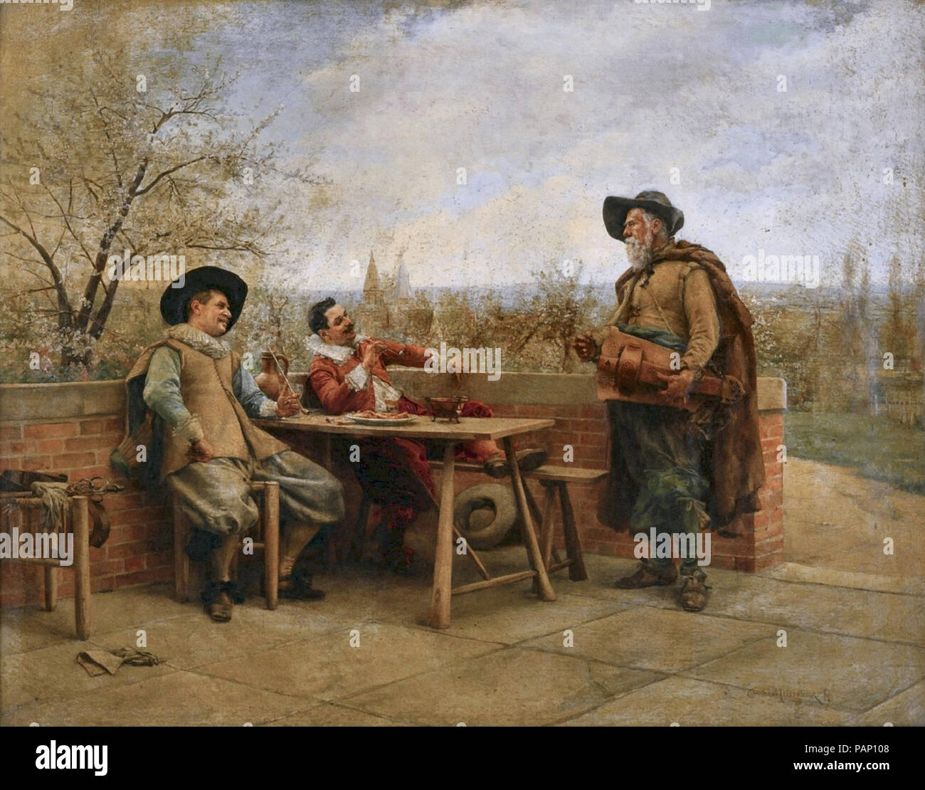 Meissonier Jean Charles - Springtime on the Terrace Stock Photo - Alamy