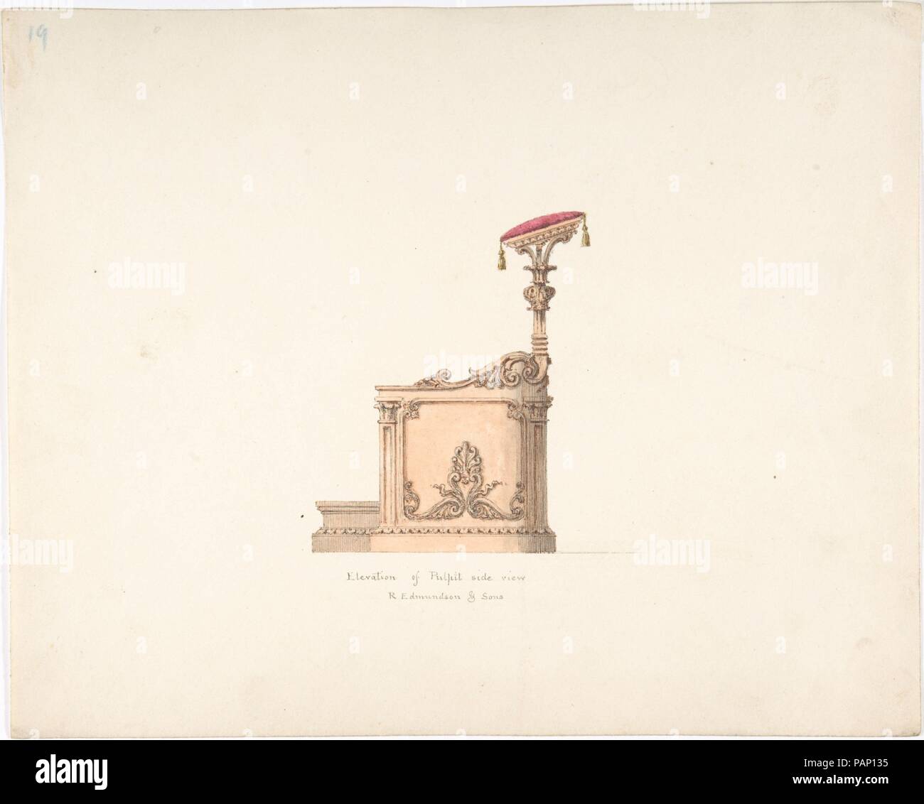 Elevation of a Pulpit, Side View, R. Edmundson & Sons. Artist ...