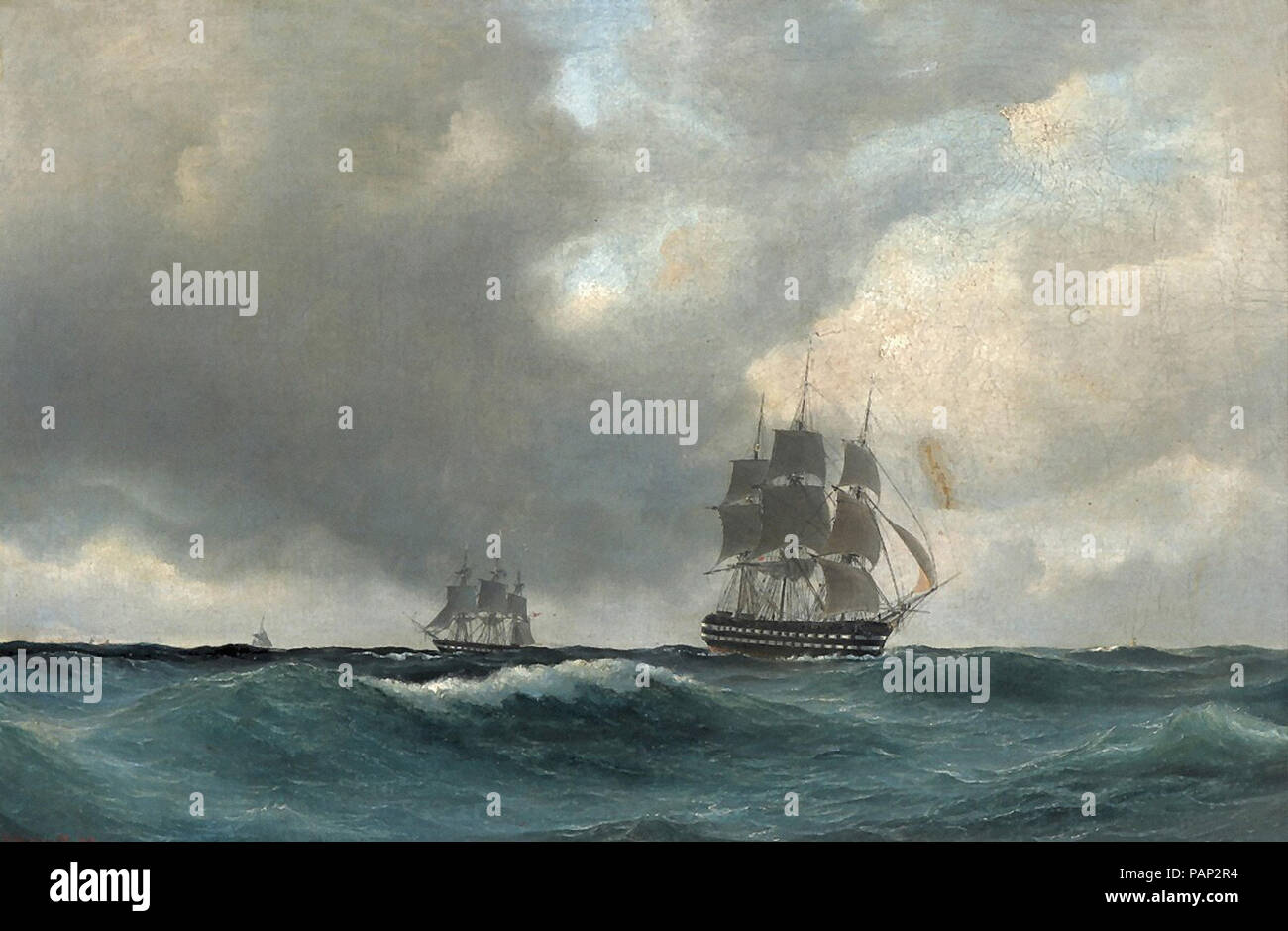 Melbye Wilhelm - Seascape with Danish Sailing Ships Stock Photo - Alamy