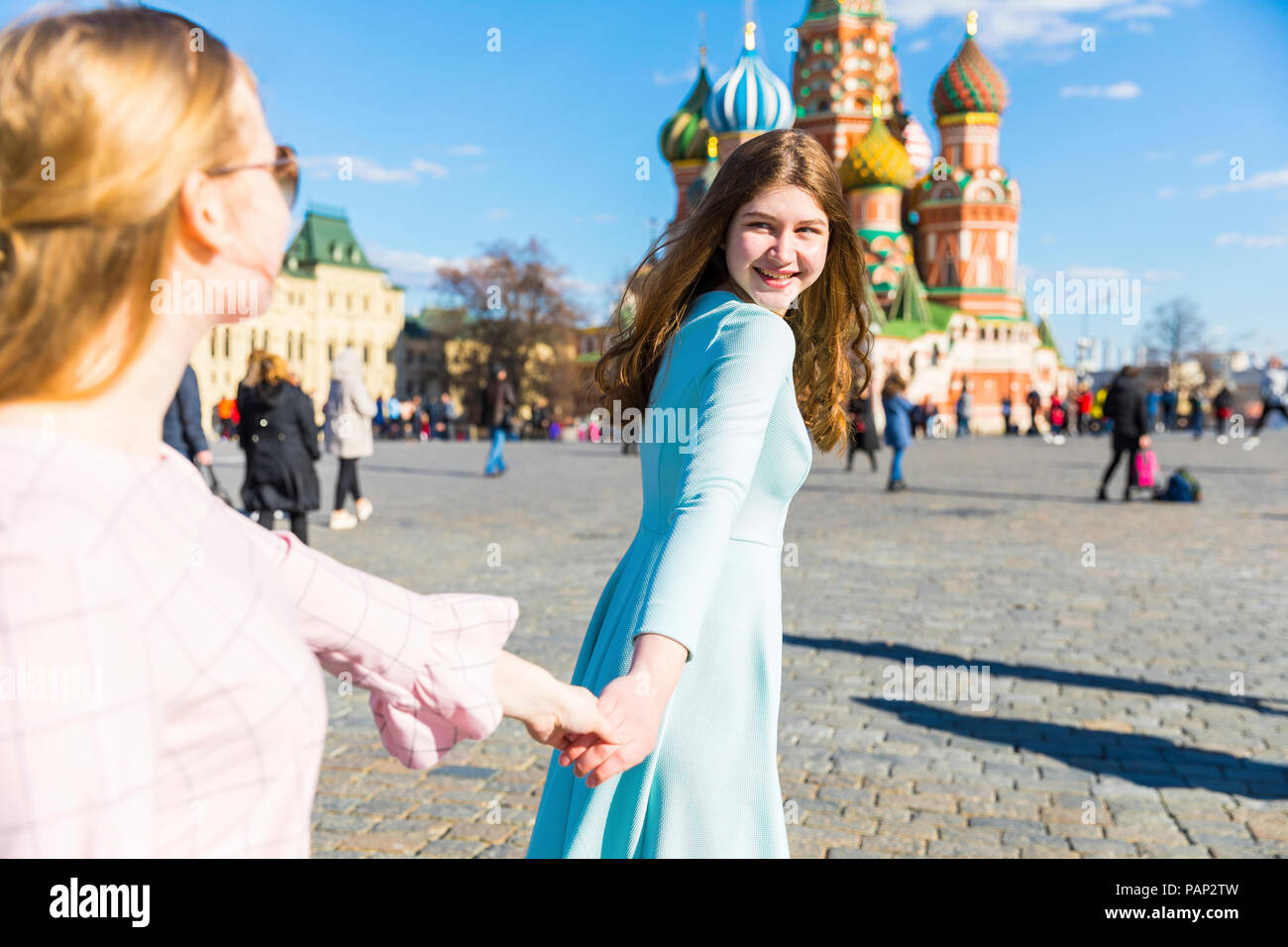 Russia, Moscow, teenage girls visiting the Red Square Stock Photo - Alamy
