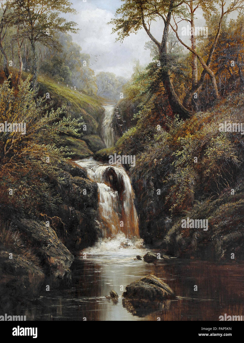 Mellor William - Waterfalls in Woodland Possibly the Strid Stock Photo ...