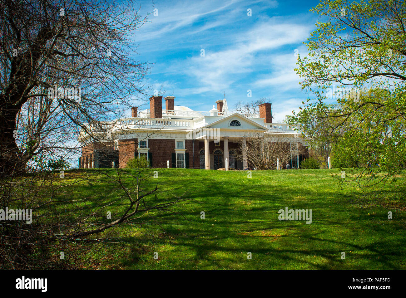 View of Thomas Jefferson's famous Monticello home through the trees ...