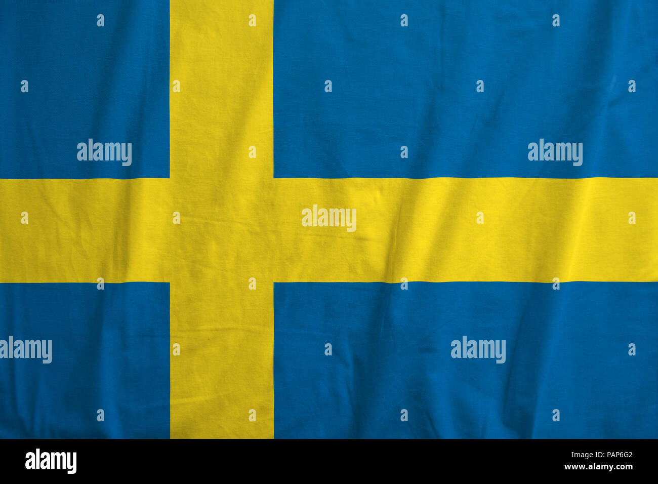 Fabric texture of the flag of Sweden Stock Photo - Alamy