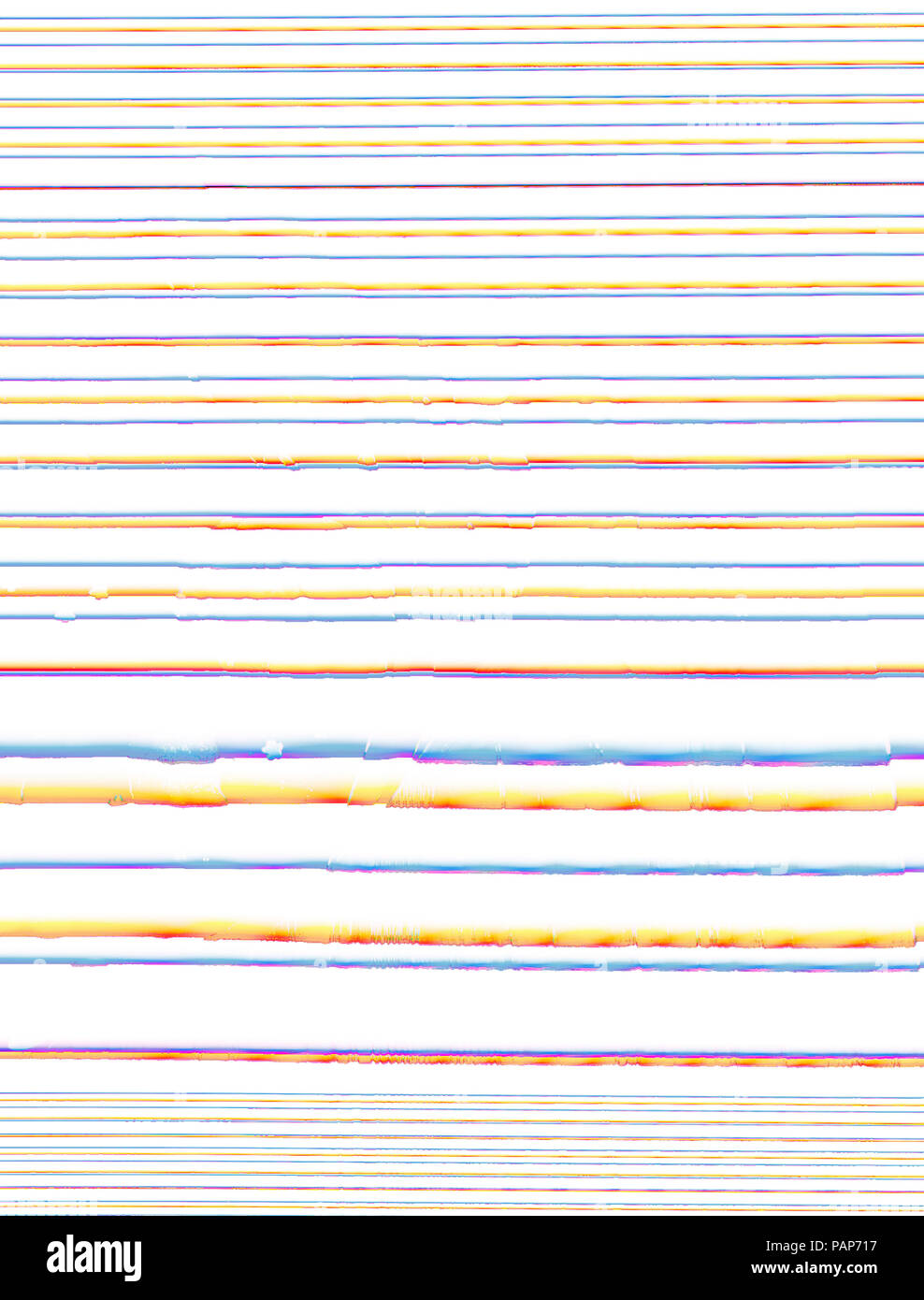 A lot of horizontal multicolored irregular unsmooth stripes on a white ...