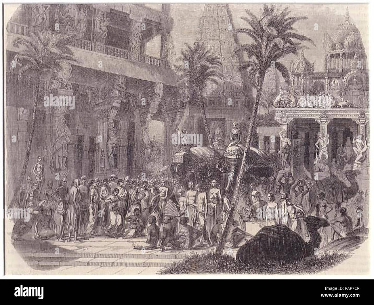 A street scene in Madras from a travel book printed in France 1846 ...
