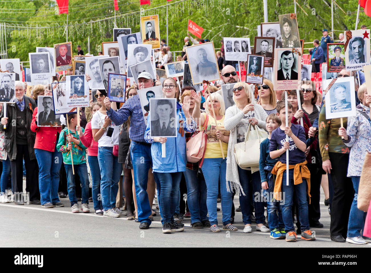 Samara, Russia - May 9, 2017: Procession of the people in Immortal ...