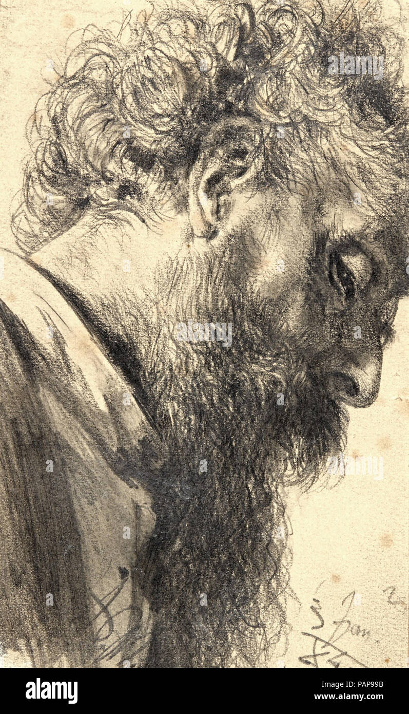Menzel Adolph Von - Head of a Bearded Man Stock Photo - Alamy