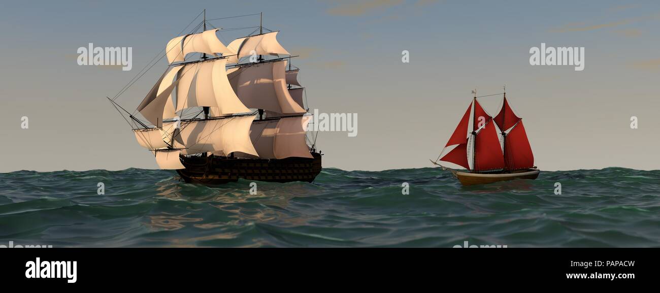 3d rendering of the ship in the ocean Stock Photo - Alamy