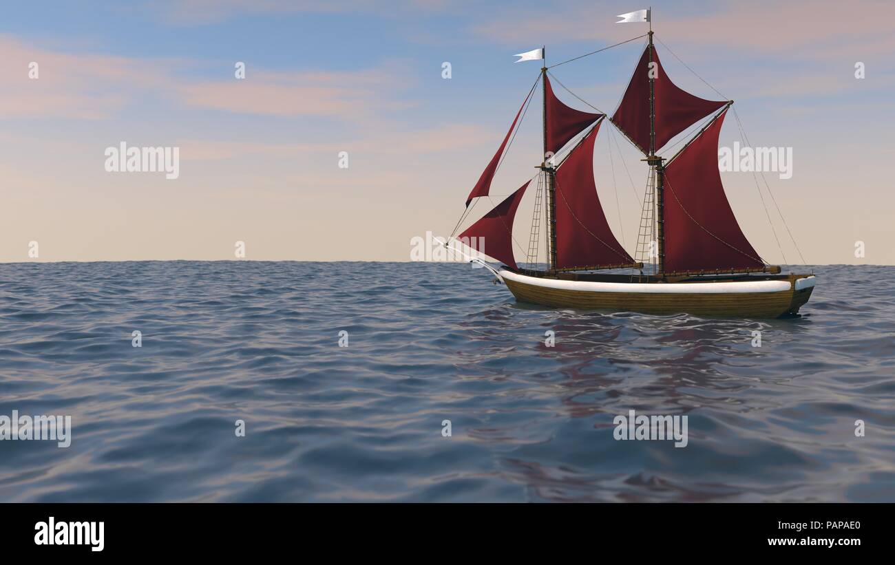 3d rendering of the ship in the ocean Stock Photo - Alamy
