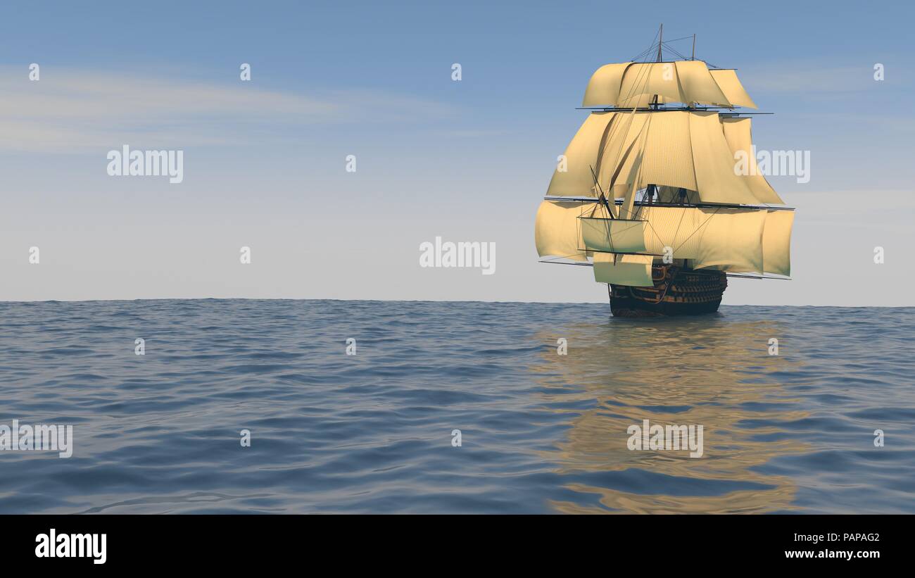 3d rendering of the ship in the ocean Stock Photo - Alamy