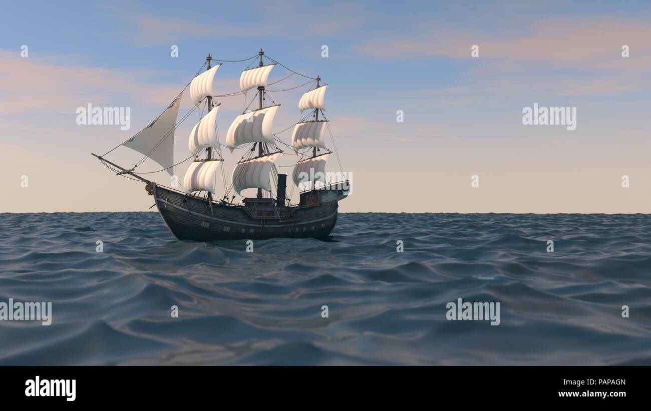 3d rendering of the ship in the ocean Stock Photo - Alamy