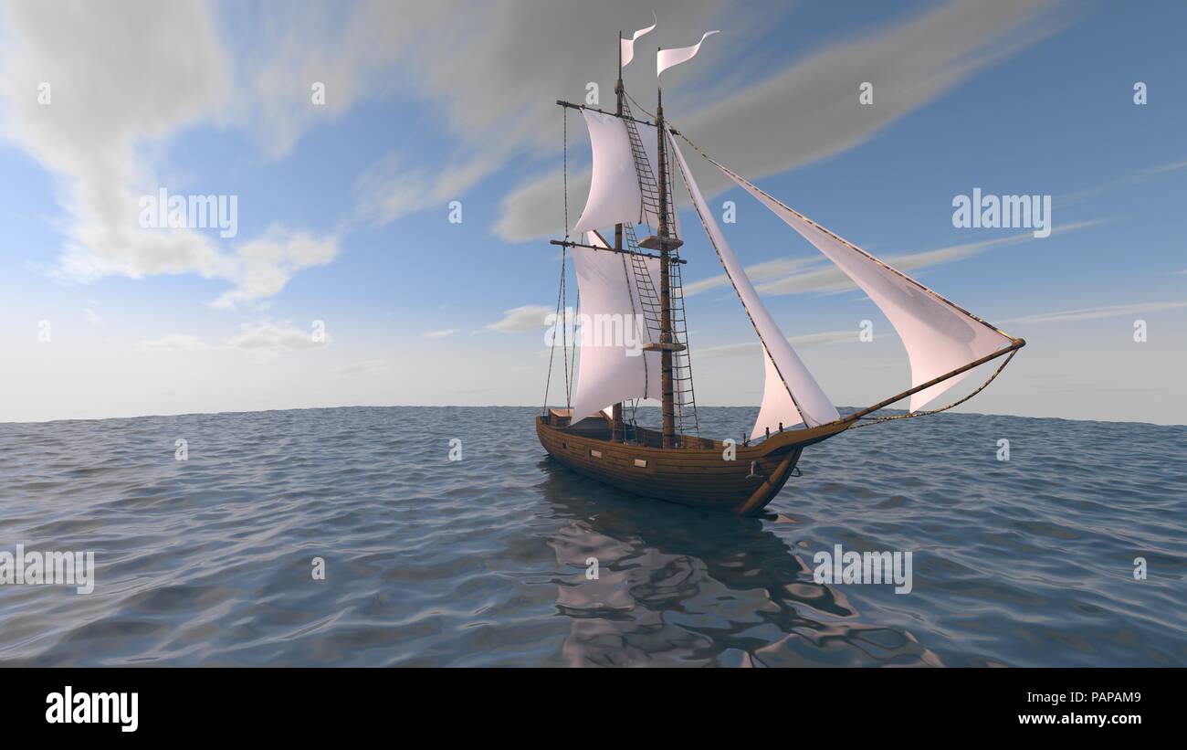 3d rendering of the ship in the ocean Stock Photo - Alamy