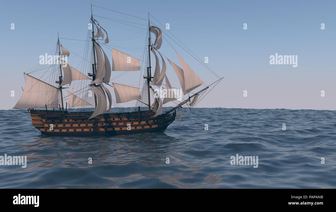 3d rendering of the ship in the ocean Stock Photo - Alamy
