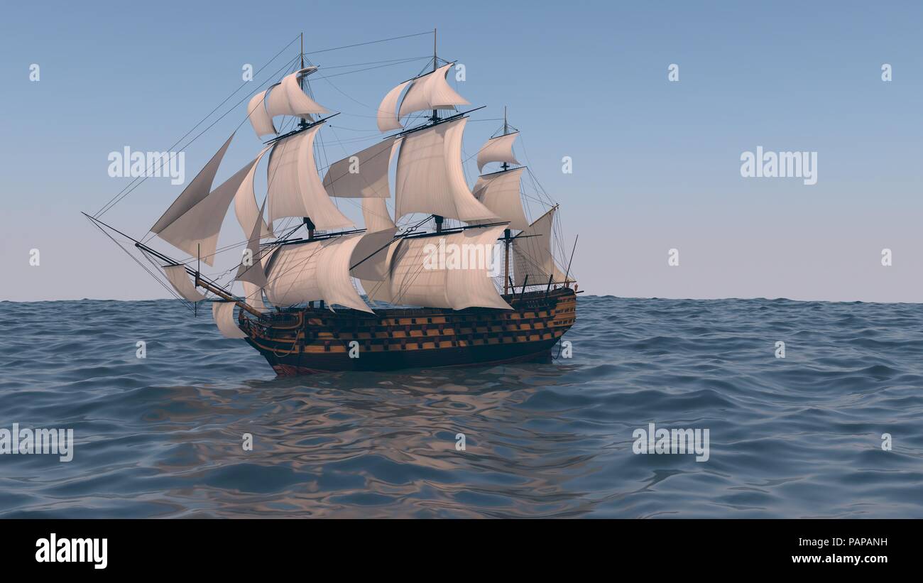 3d rendering of the ship in the ocean Stock Photo - Alamy