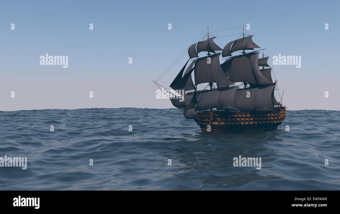 3d rendering of the ship in the ocean Stock Photo - Alamy
