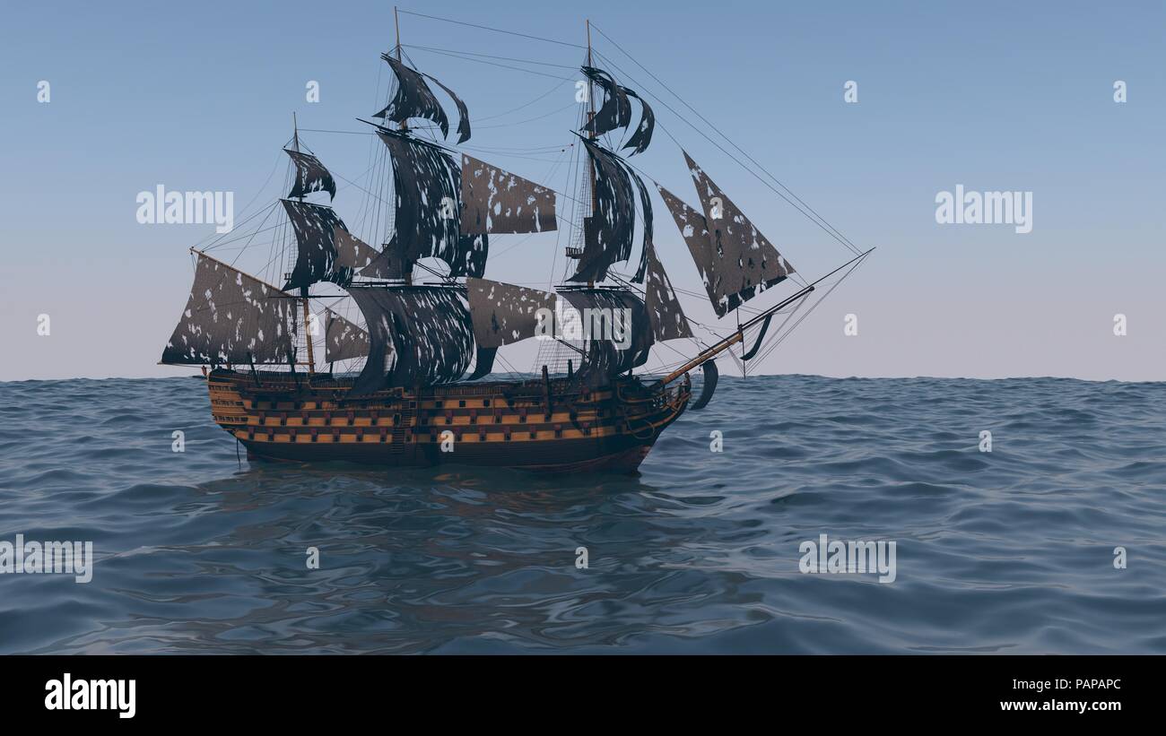 3d rendering of the ship in the ocean Stock Photo - Alamy