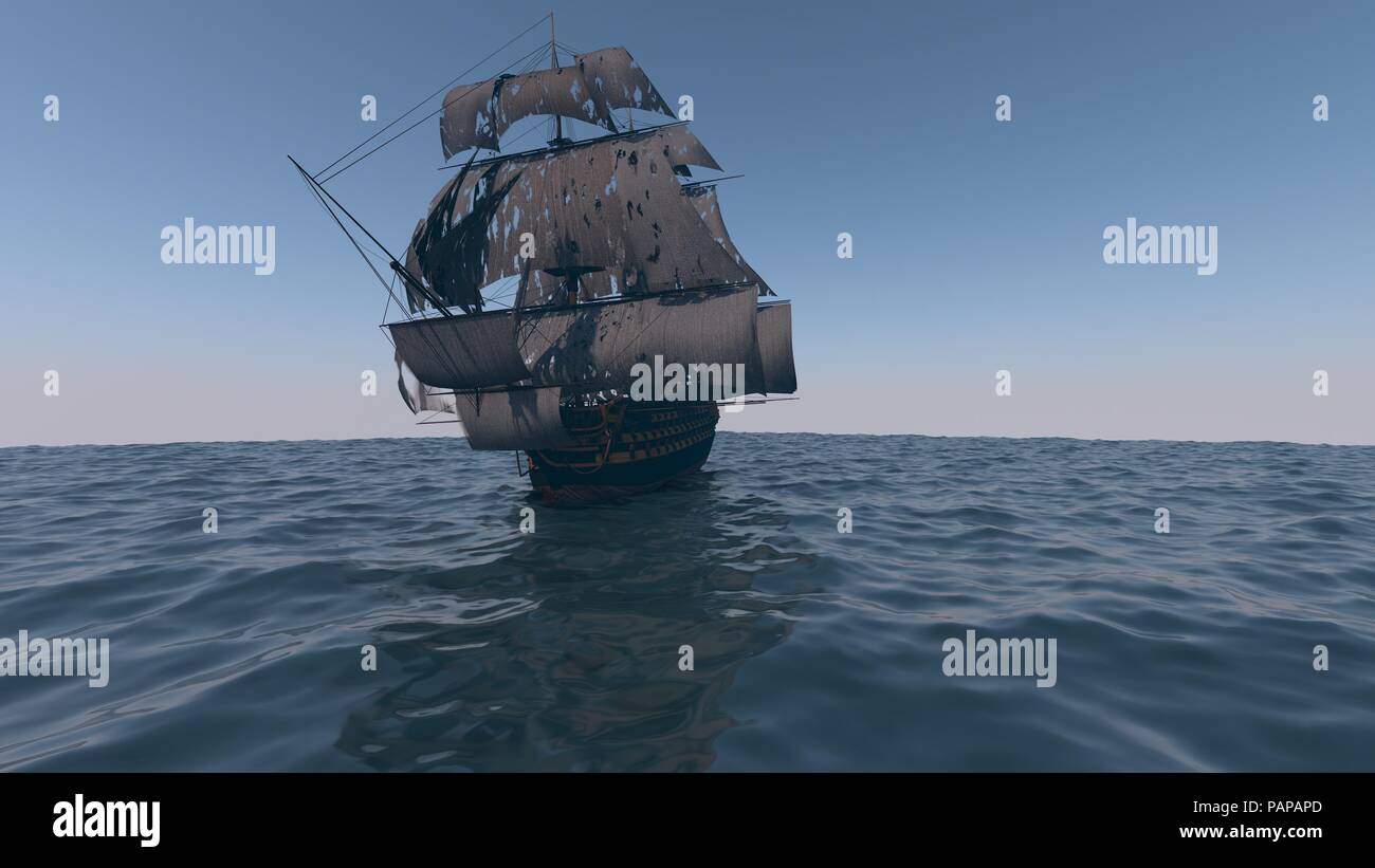 3d rendering of the ship in the ocean Stock Photo - Alamy