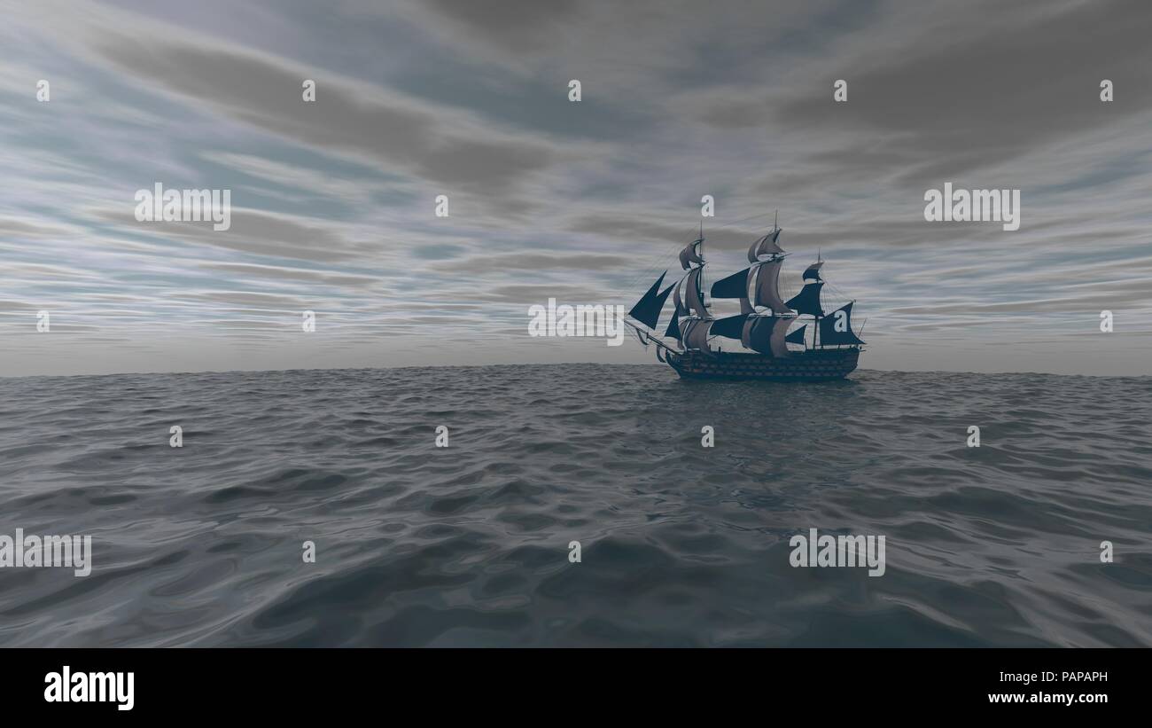 3d rendering of the ship in the ocean Stock Photo - Alamy