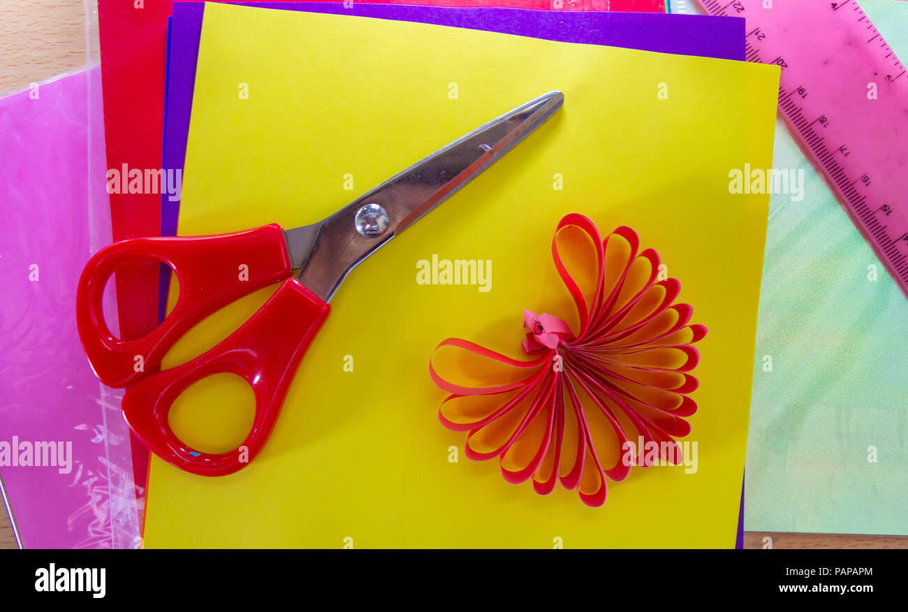 Colourful paper & scissors Stock Photo - Alamy