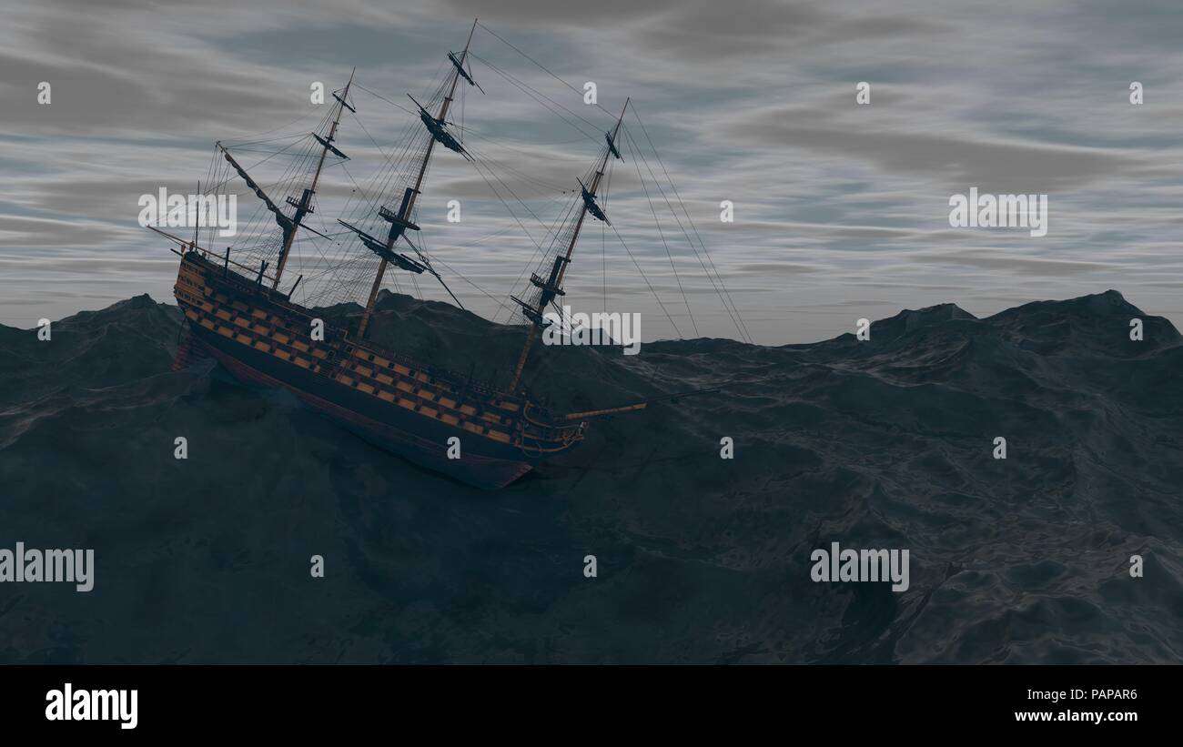 3d rendering of the ship in the ocean Stock Photo - Alamy