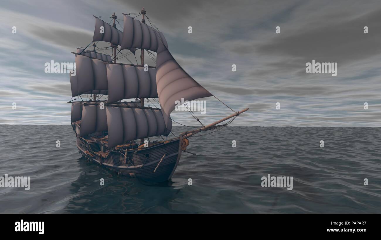 3d rendering of the ship in the ocean Stock Photo - Alamy