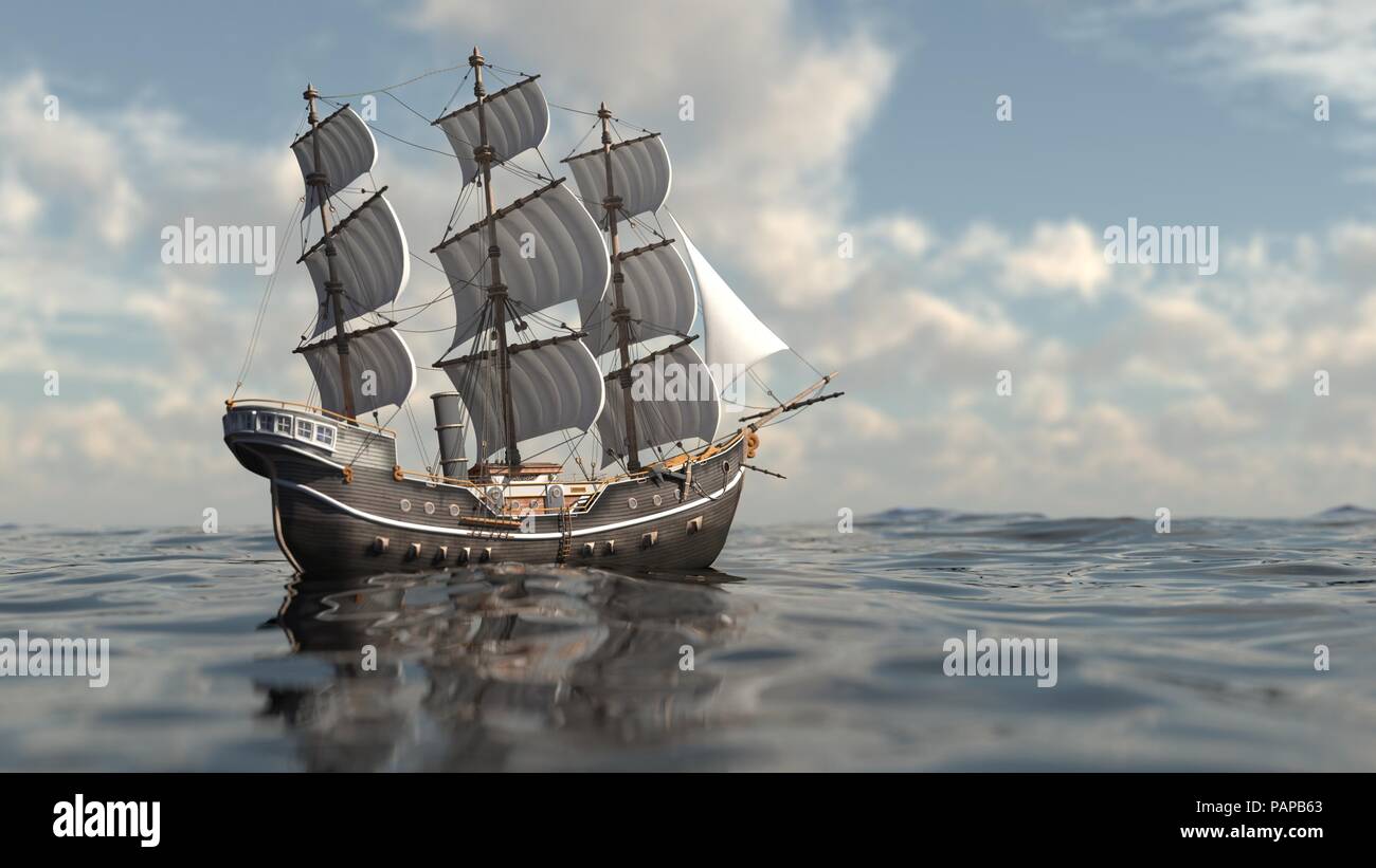 3d rendering of the ship in the ocean Stock Photo - Alamy
