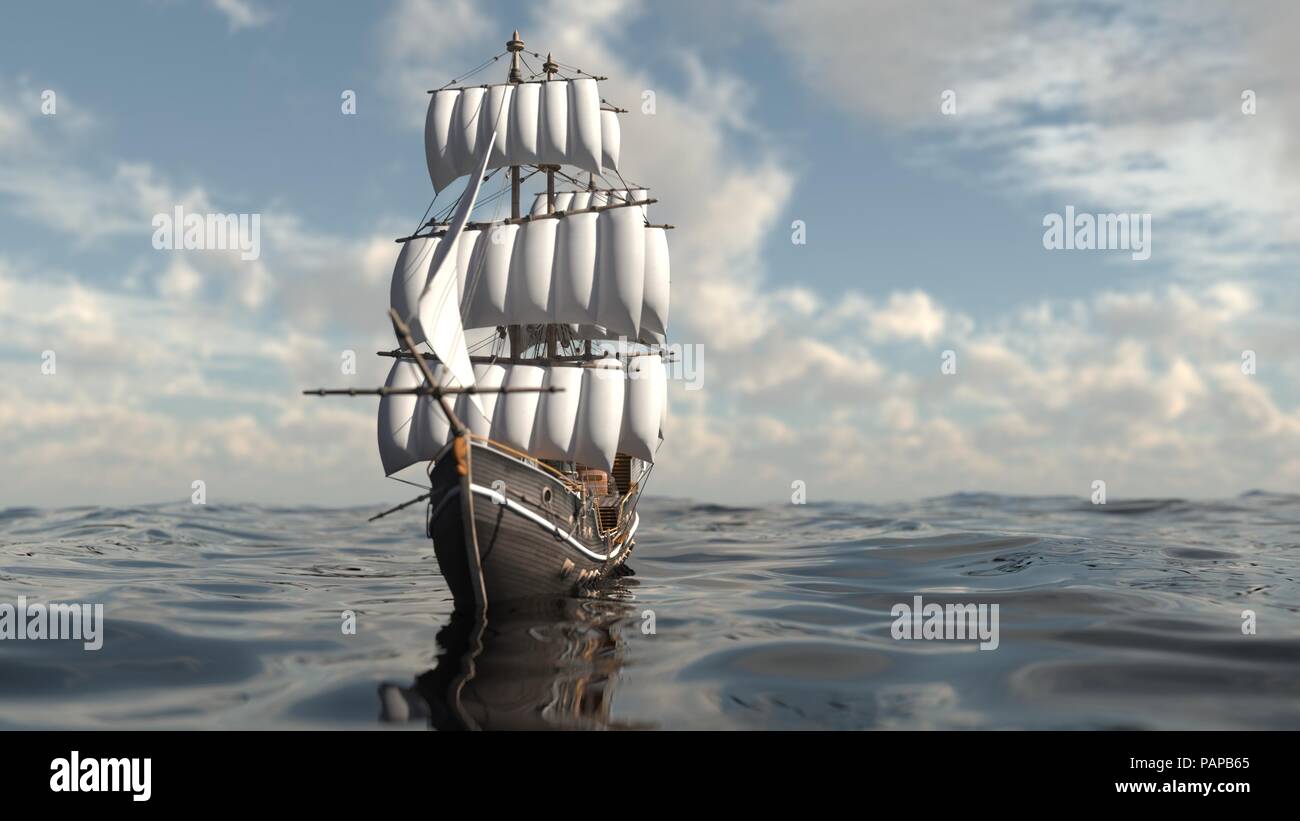 3d rendering of the ship in the ocean Stock Photo - Alamy