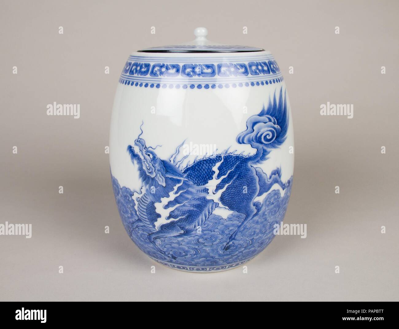 Covered Water Jar with Kirin (Mythical Chimera). Culture: Japan ...