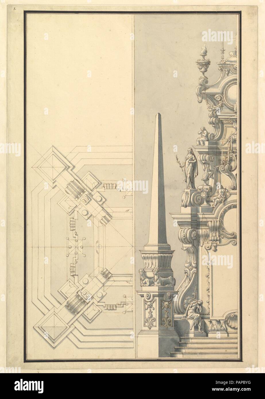 Half elevation and half ground plan for a catafalque for Margherite ...