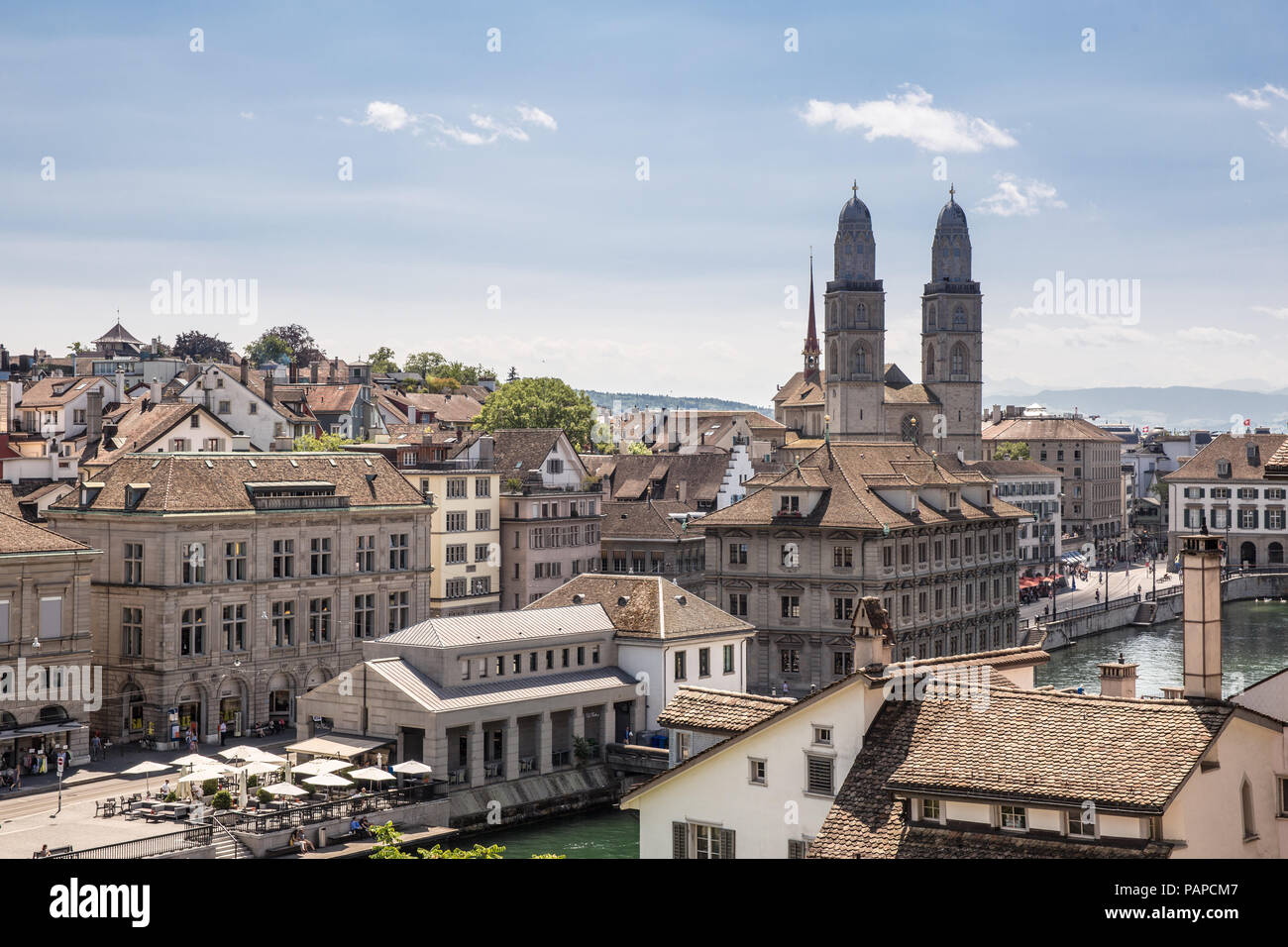 Famous view of various houses and churches in the old town part of ...