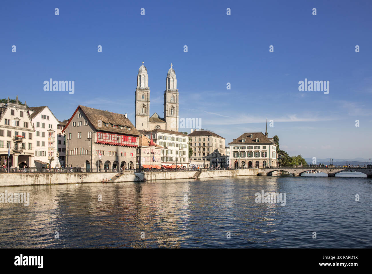 Famous view of various houses and churches in the old town part of ...