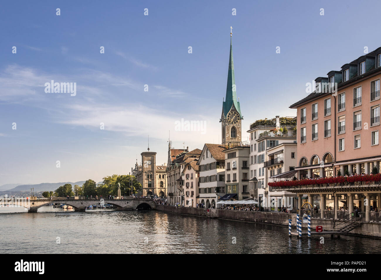 Famous view of various houses and churches in the old town part of ...