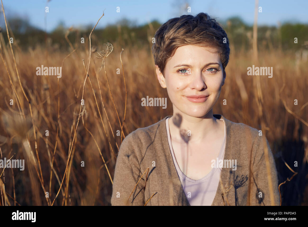 Portrait of relaxed woman in nature Stock Photo - Alamy