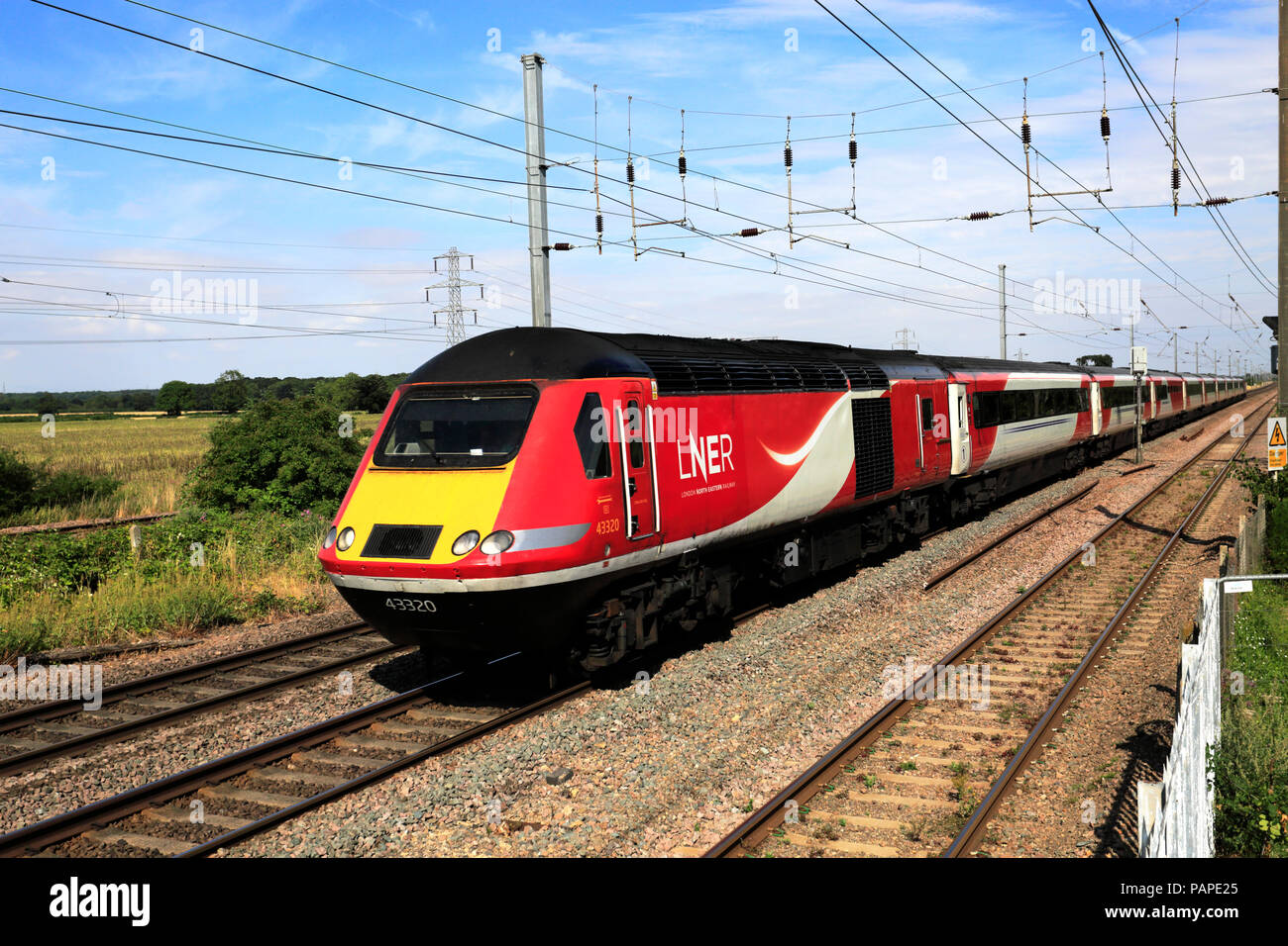 LNER train 43320, London and North Eastern Railway, East Coast Main Line Railway, Peterborough ...