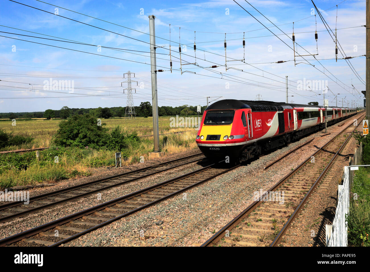 LNER train 43320, London and North Eastern Railway, East Coast Main Line Railway, Peterborough ...